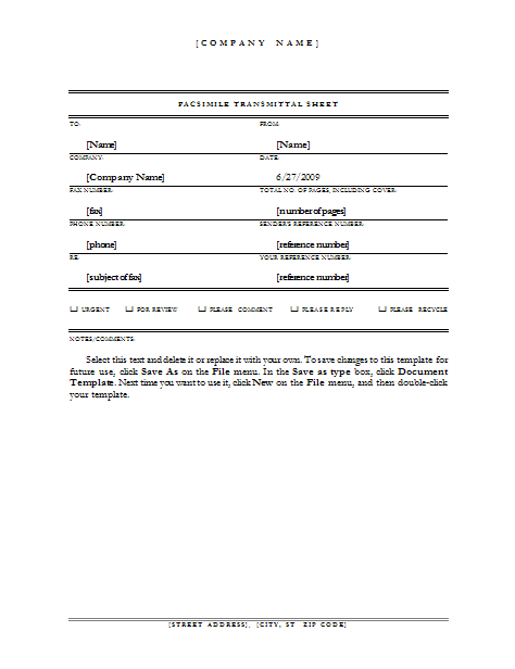 Free Fax Cover Sheet